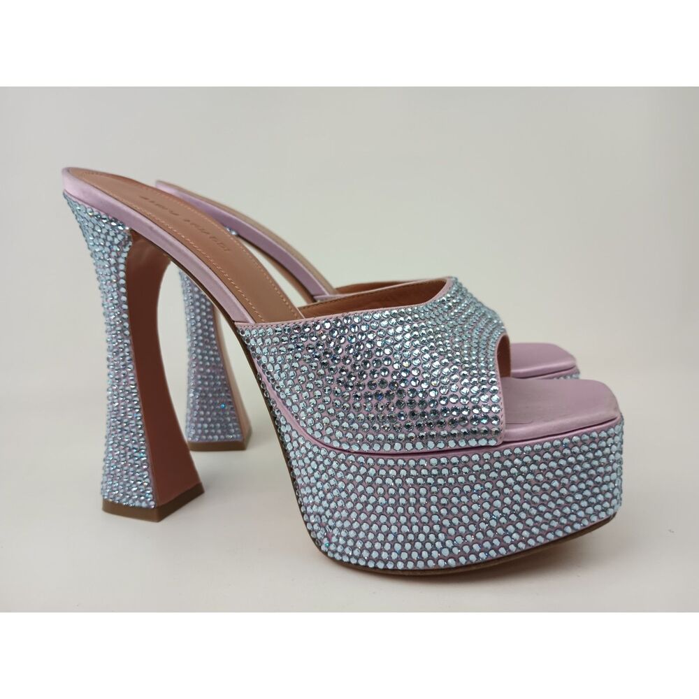 Amina Muaddi Dalida Dalia Crystal Platform Heels Sand… - Gem